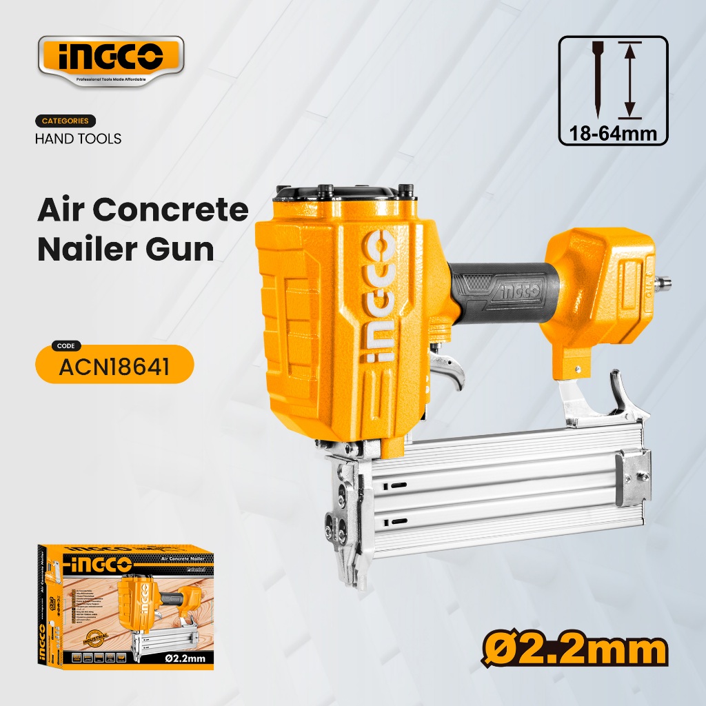Ingco Pneumatic Air Concrete Nailer Nail Gun Power Tool For Attaching ...