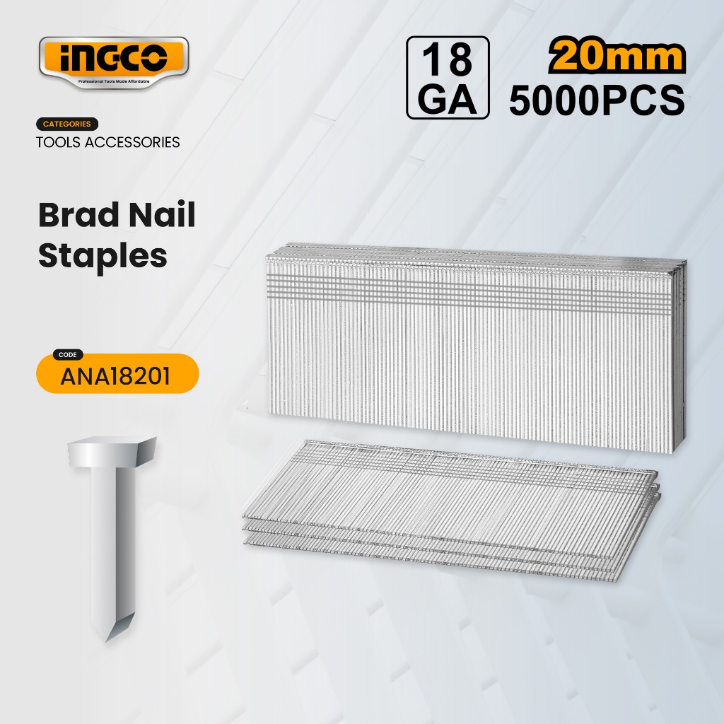 Ingco 20mm-50mm Brad Nail Staples 5000pcs/Box | 6000pcs/Box For Air ...