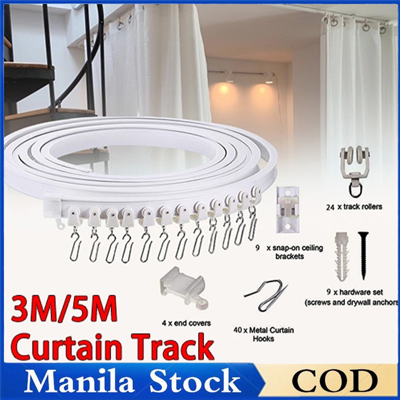 3M/5M Curtain Track Rail Bendable Silent Curtain Rail Track Window Rod ...