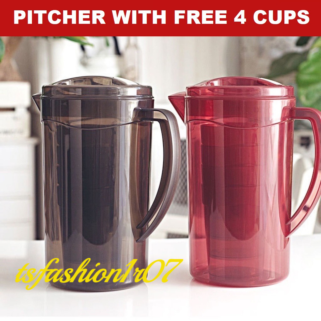 1.5L Pitcher with 4 Cups Large Capacity Water and Juice Container ...