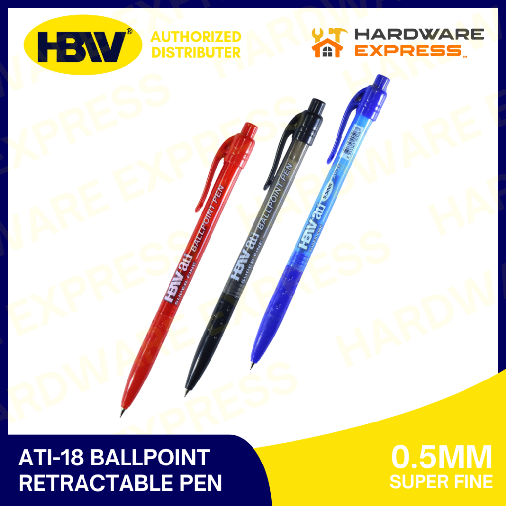 HBW Ati-18 Retractable Fine Point Ballpen 0.5mm | Shopee Philippines