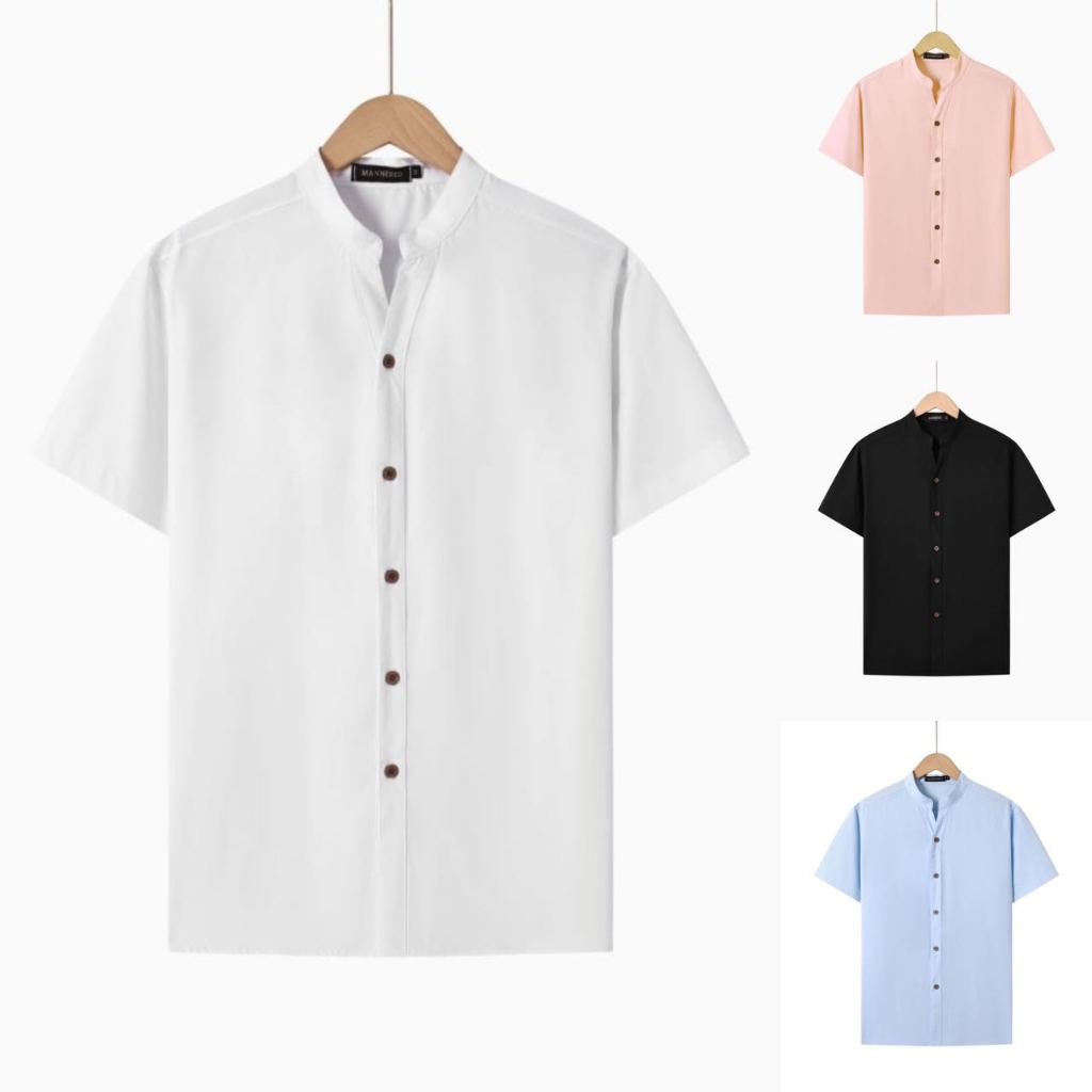 HUILISHI X MANNERED V-Neck Chinese Collar Polo for Men Short Sleeve ...