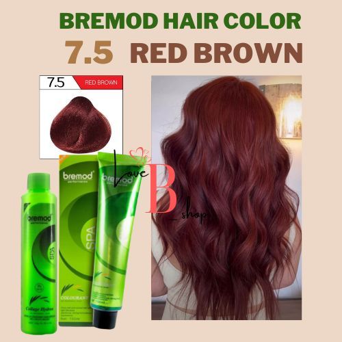 BREMOD 7.5 RED BROWN HAIR COLOR SET WITH OXIDIZER CREAM 100 ML | Shopee ...