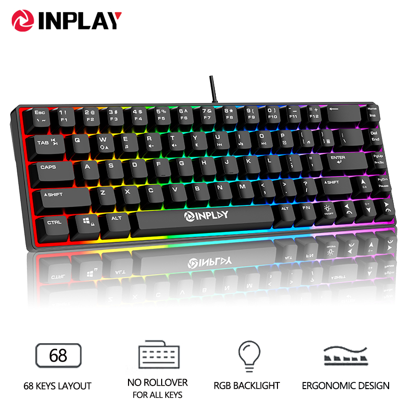 Inplay BK680 RGB Gaming Keyboard Rainbow Light Waterproof Smooth ...