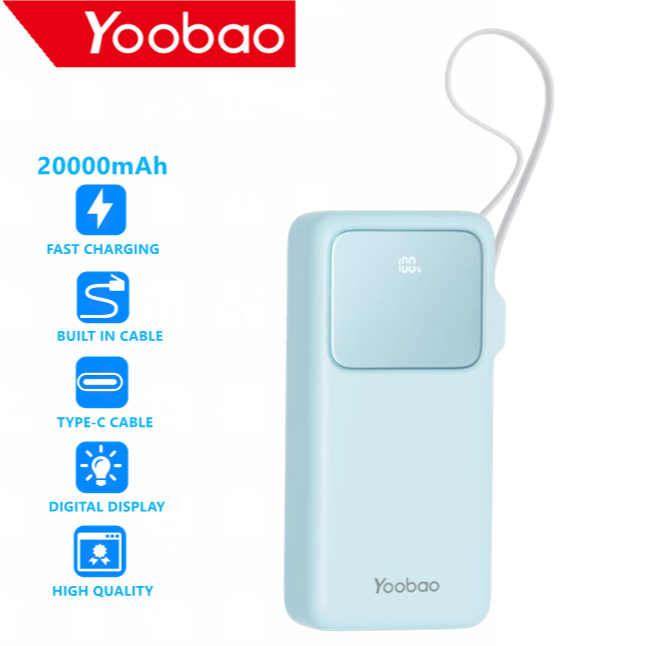 Yoobao Q22 20000mAh Smart Fast Charging PD20W QC3.0 SCP22.5W High Quality Built-in Cable Power ...