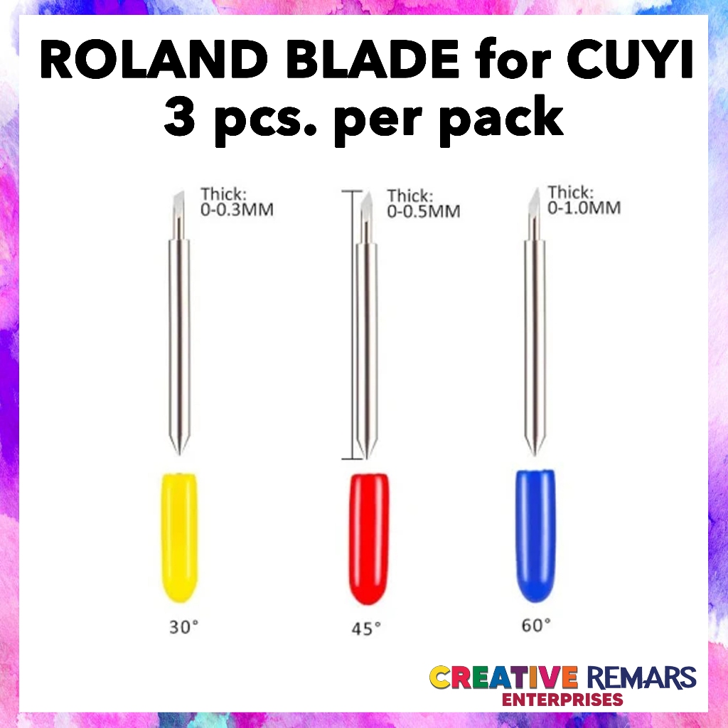 3 pcs. ROLAND BLADE CUTTER compatible CUYI CUTTER PLOTTER size 30deg, 45deg, 60deg | Shopee ...