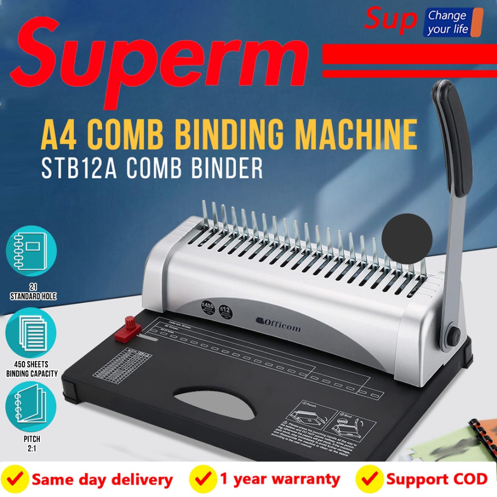 A3/A4 Size Ring / Comb Binding Machine Binding Machine Office 21 Hole Comb Binding Machine ...