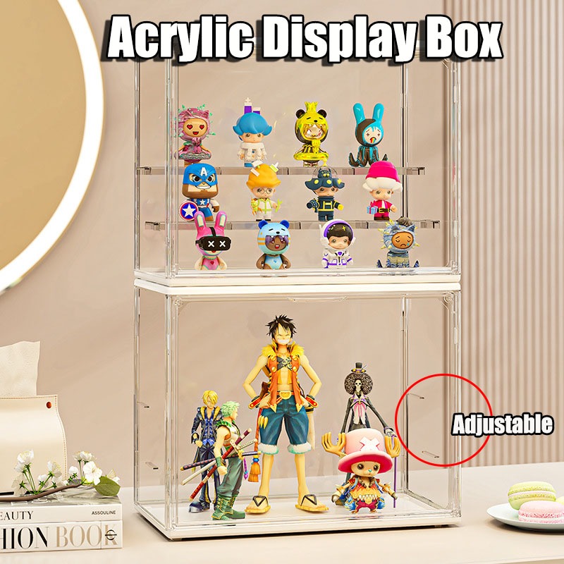 Clear Display Case 3 Tier Display Box with Magnetic Door Dustproof ...