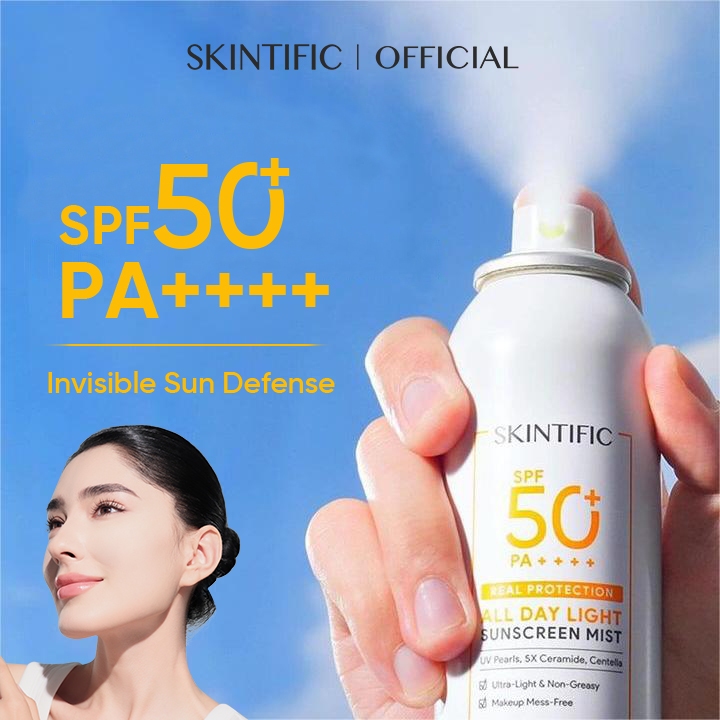 [HOT]SKINTIFIC All Day Light Sunscreen Spray Spf50 Pa++++ Face/Body Brilliant Sunblock Mist ...