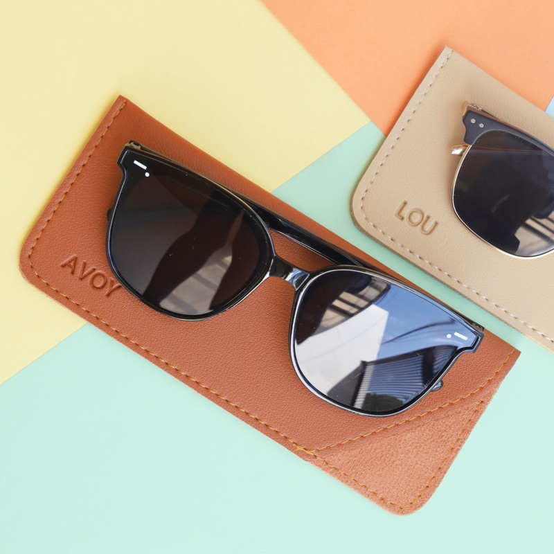 [FREE Name engraving] Personalized Leather eyeglass / sunglass cover ...