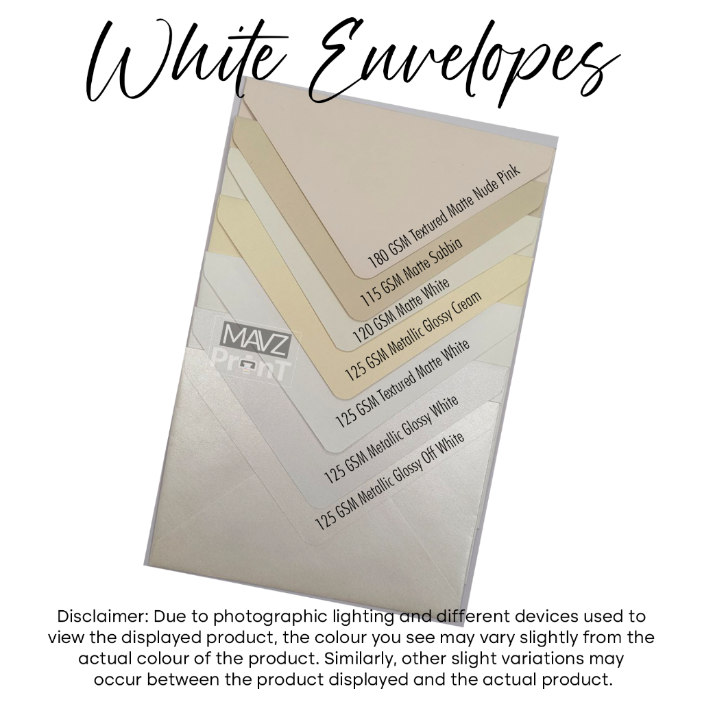 Baronial White Envelope for Wedding Baptismal Birthday Debut Size 5R ...