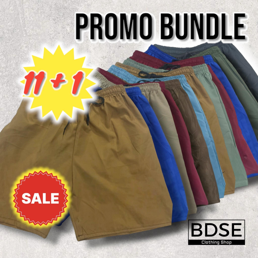 [BUY11 TAKE 1] PROMO BUNDLE ASSORTED PLAIN TASLAN SHORT 22-24 WAISTLINE ...