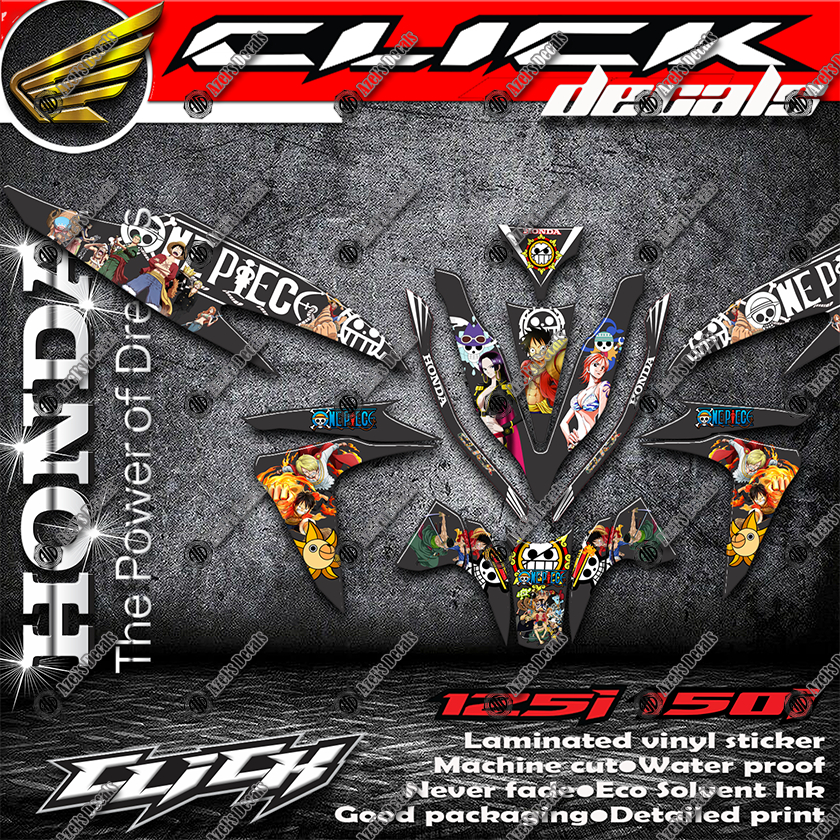 HONDA CLICK V2 125i/150i ONE PIECE DECALS STICKER FOR MOTORCYCLE PARTS ...