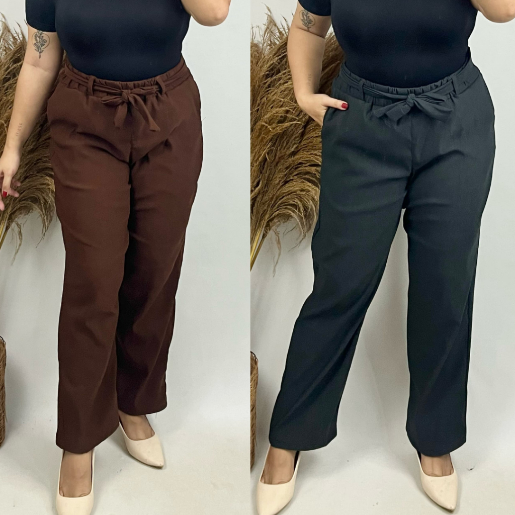 raileystore - Plus Size Semi Wide Leg Pants for Women | Straight Cut ...