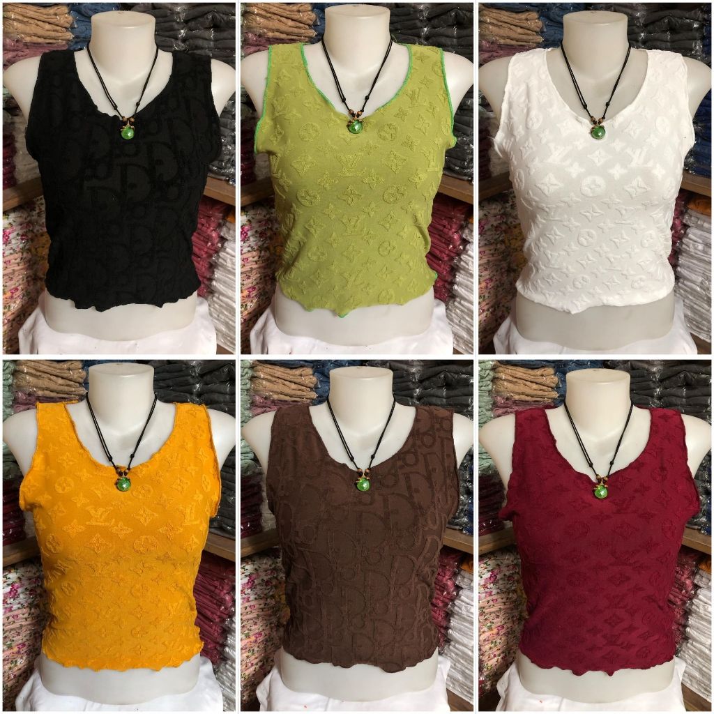 Nicole Round Neck Embossed Sando Top for Ladies | Shopee Philippines