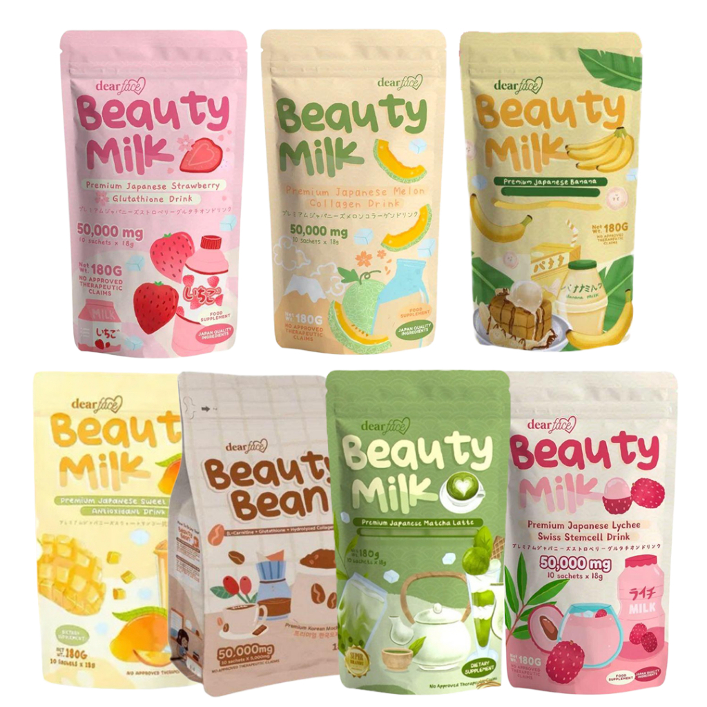 DEAR FACE Collagen Drink Beauty Milk Melon Strawberry Mango Lychee ...