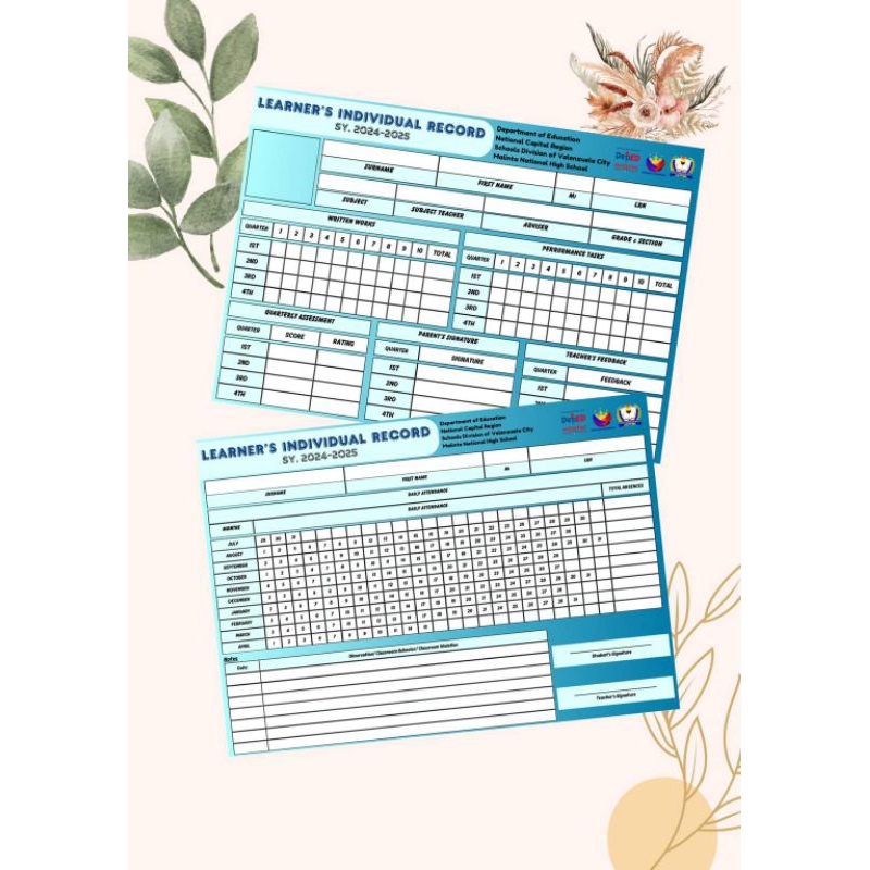 50pcs Thick Individual Learner's Record Personalized | Shopee Philippines