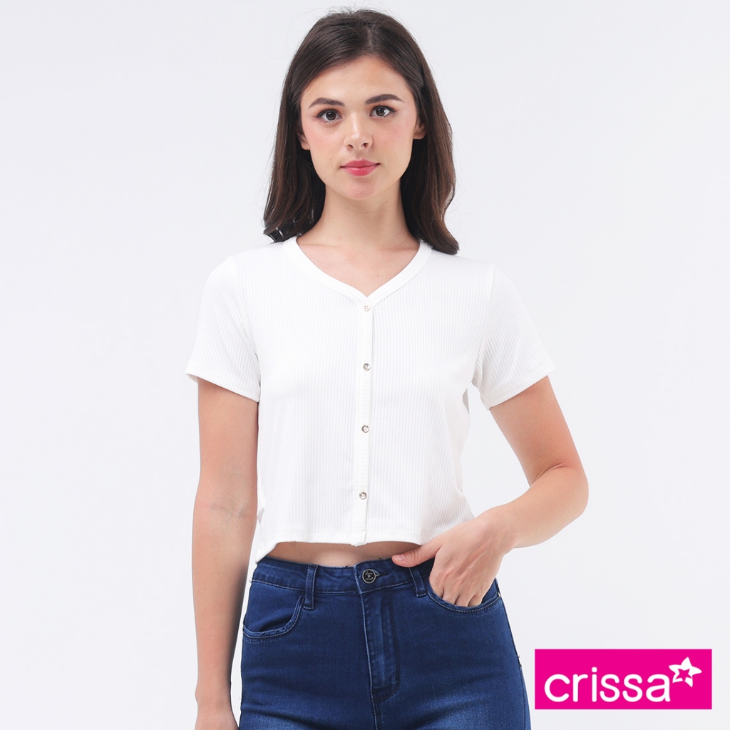 Crissa Textured Knits Short Sleeves Top CSTT13-0023 | Shopee Philippines