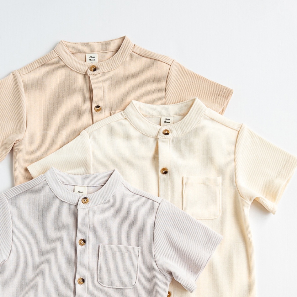 (3m to 5yo) CleverMama Mandarin Collar Cotton Chinese Collar Short ...