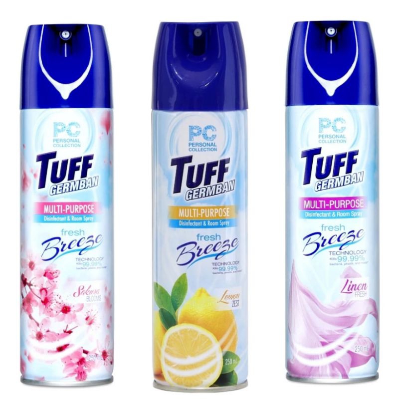 PC Tuff Germban Disinfectant Spray 250ml - Lemon, Linen, Sakura Blooms ...