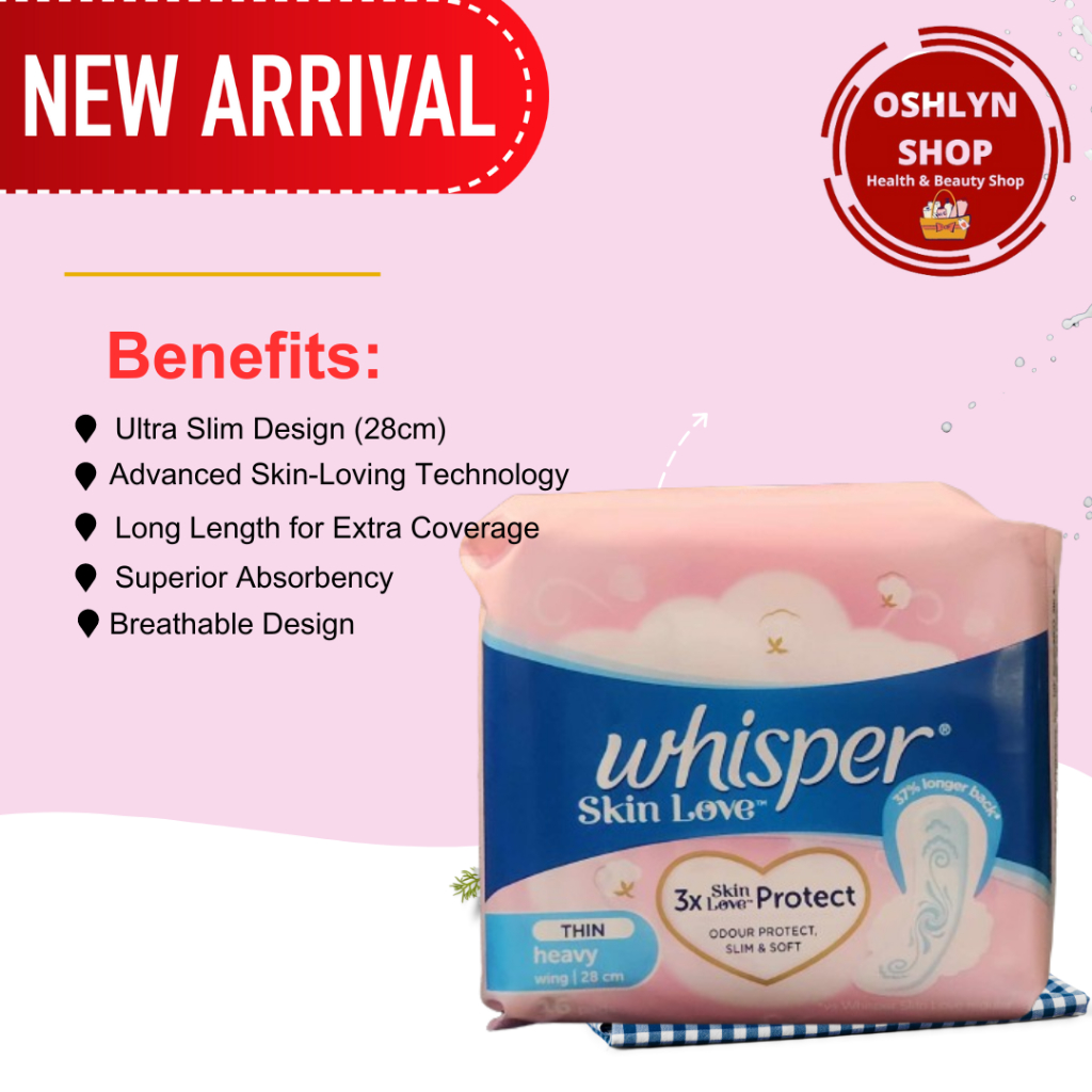 SALE!! SALE!! Whisper Skin Love Ultra Slim Long (28cm) 16 Sanitary Pads ...