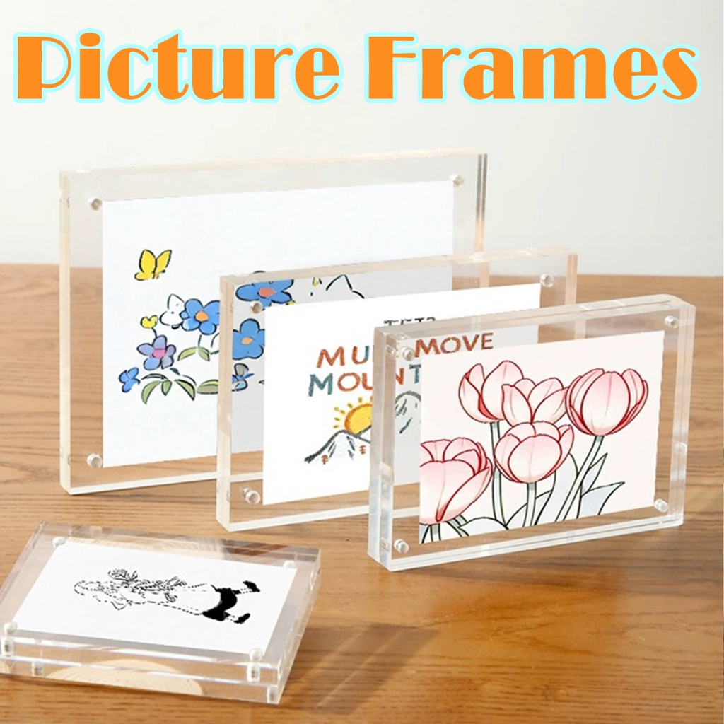 Acrylic Clear Picture Frames Freestanding Double Sided Magnetic Acrylic ...