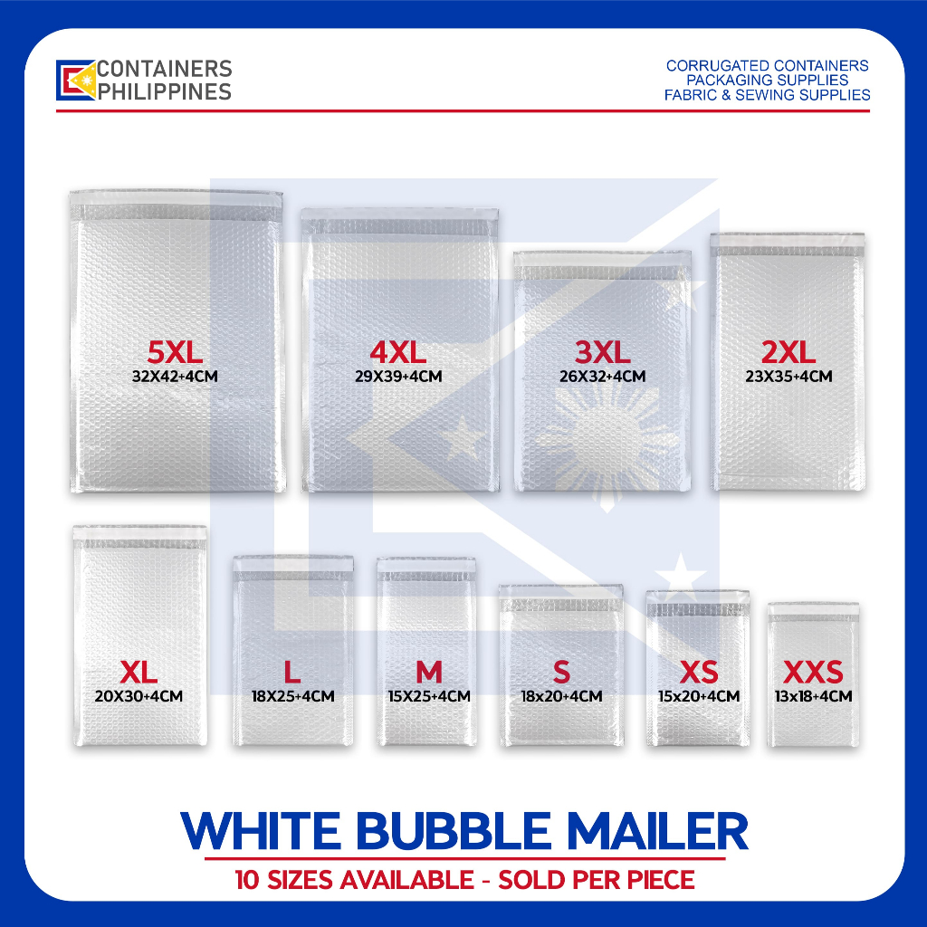 CONTAINERS (Sold Per Piece) Premium White Bubble Mailer with Adhesive ...