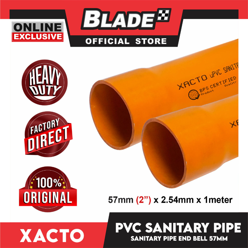 Xacto PVC Sanitary Pipe Bell End 57mm(2'') x 1meter | Shopee Philippines