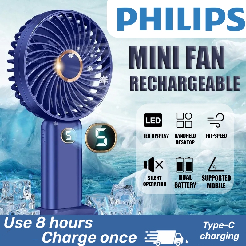 Philips Mini fan handheld fan USB charging desktop stand five level ...