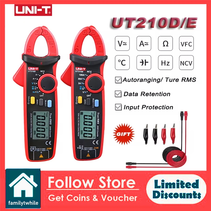 UNI-T UT210E/UT210D Digital Clamp Meter True RMS Multimeter AC / DC ...