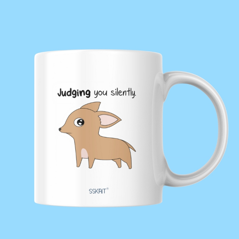 SSKAIT Dog Chihuahua Judging You Silently - Funny Mood Ceramic Mug ...