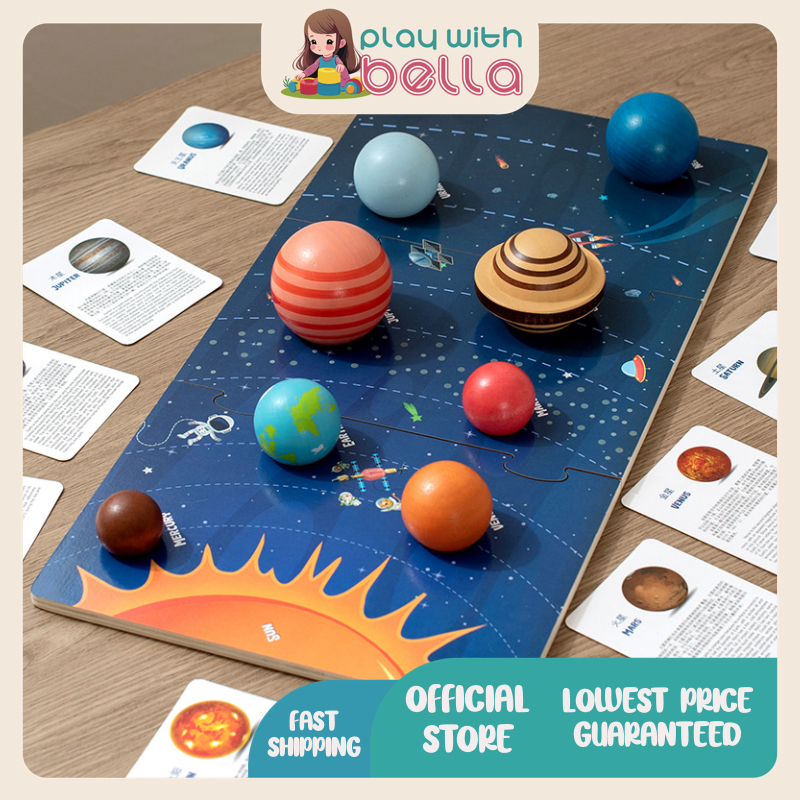 3D Wooden Solar System Model Board，Kids Solar System with Astronauts ...