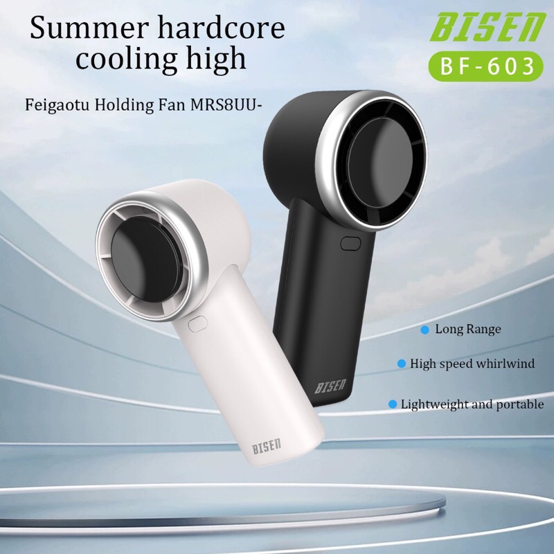 BISEN BF-603 Turbo Mini Fan Rechargeable Handheld Portable Strong Wind ...