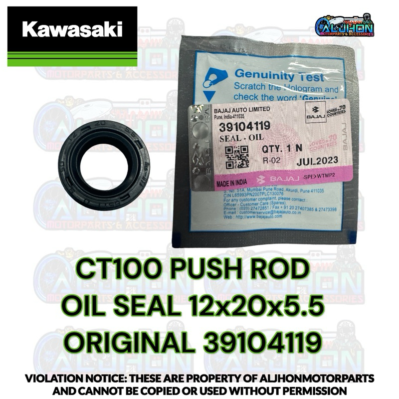 Kawasaki Oil Seal Push Rod CT100 12x20x5.5 ORIGINAL | Shopee Philippines