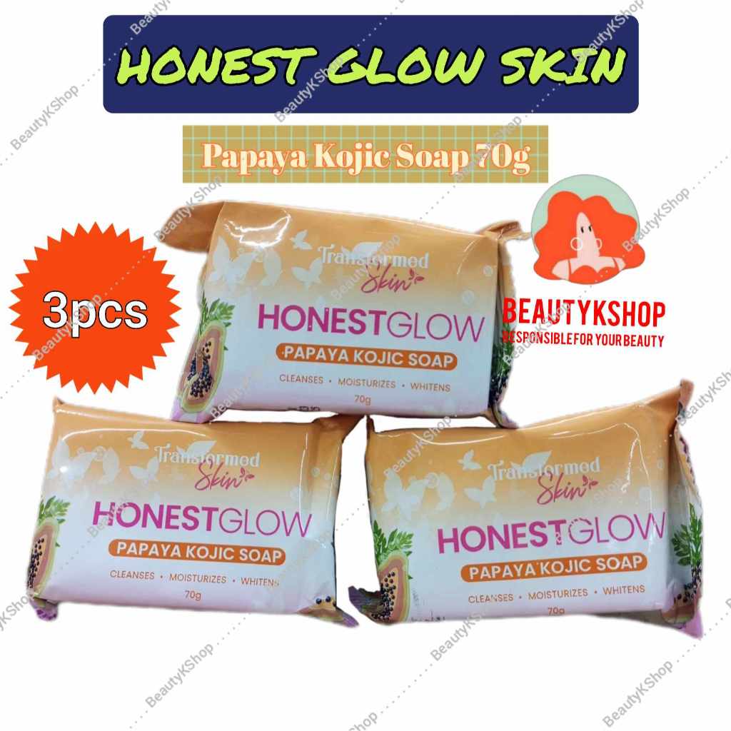 3PCS FOR 100 HONESTGLOW PAPAYA KOJIC SOAP 70G w Freebie | Shopee ...