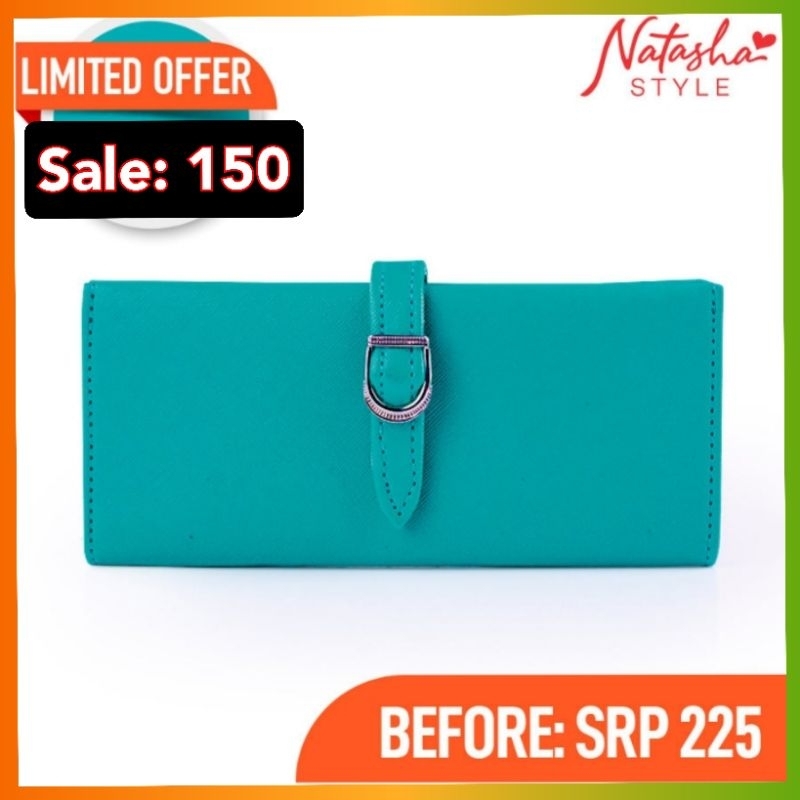 natasha Ladies' Aqua Green Bifold Long Wallet With, Inside Zipper ...
