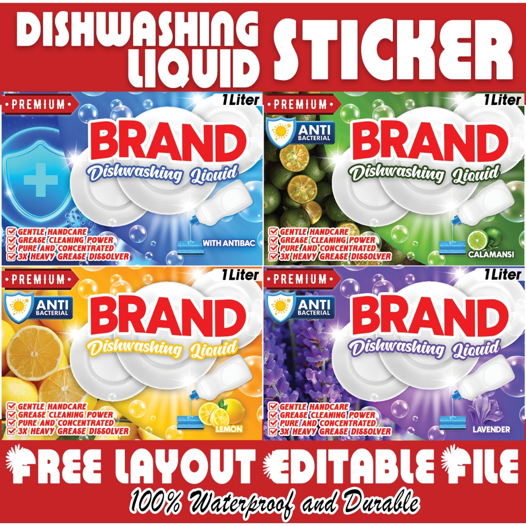 DISHWASHING LIQUID STICKER HIGH QUALITY LABELS PREMIUM PRINT 100PCS ...
