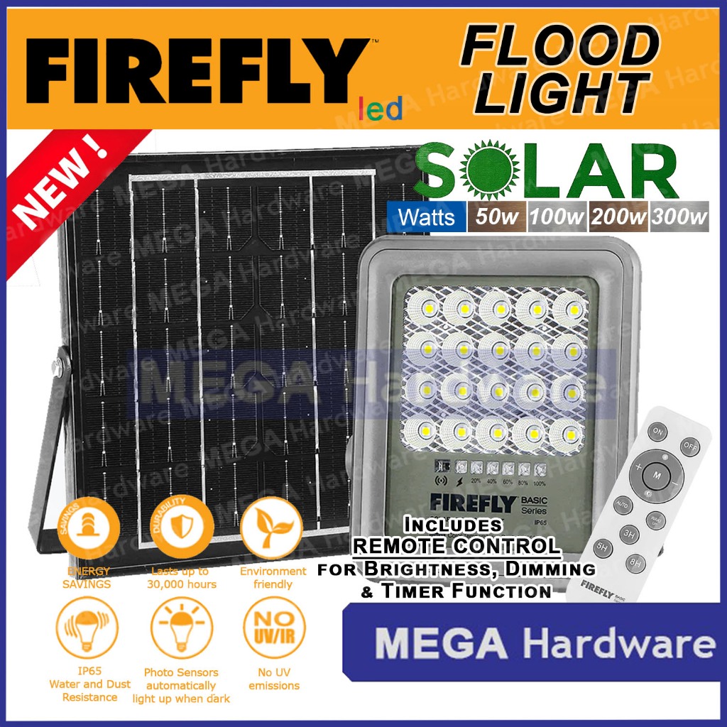 Firefly Ecolum Solar LED Floodlight with Timer Brightness Remote ...