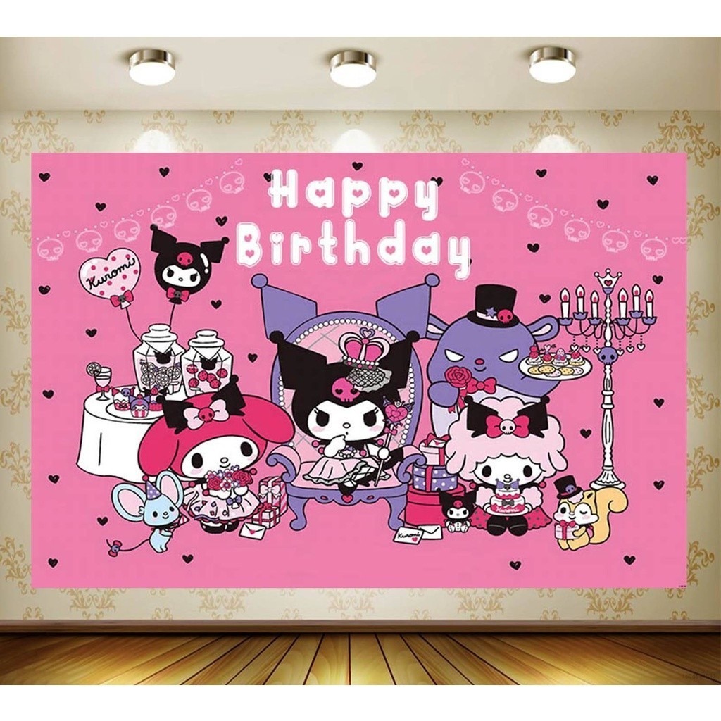 Kuromi theme Birthday backdrop banner party decoration photo ...
