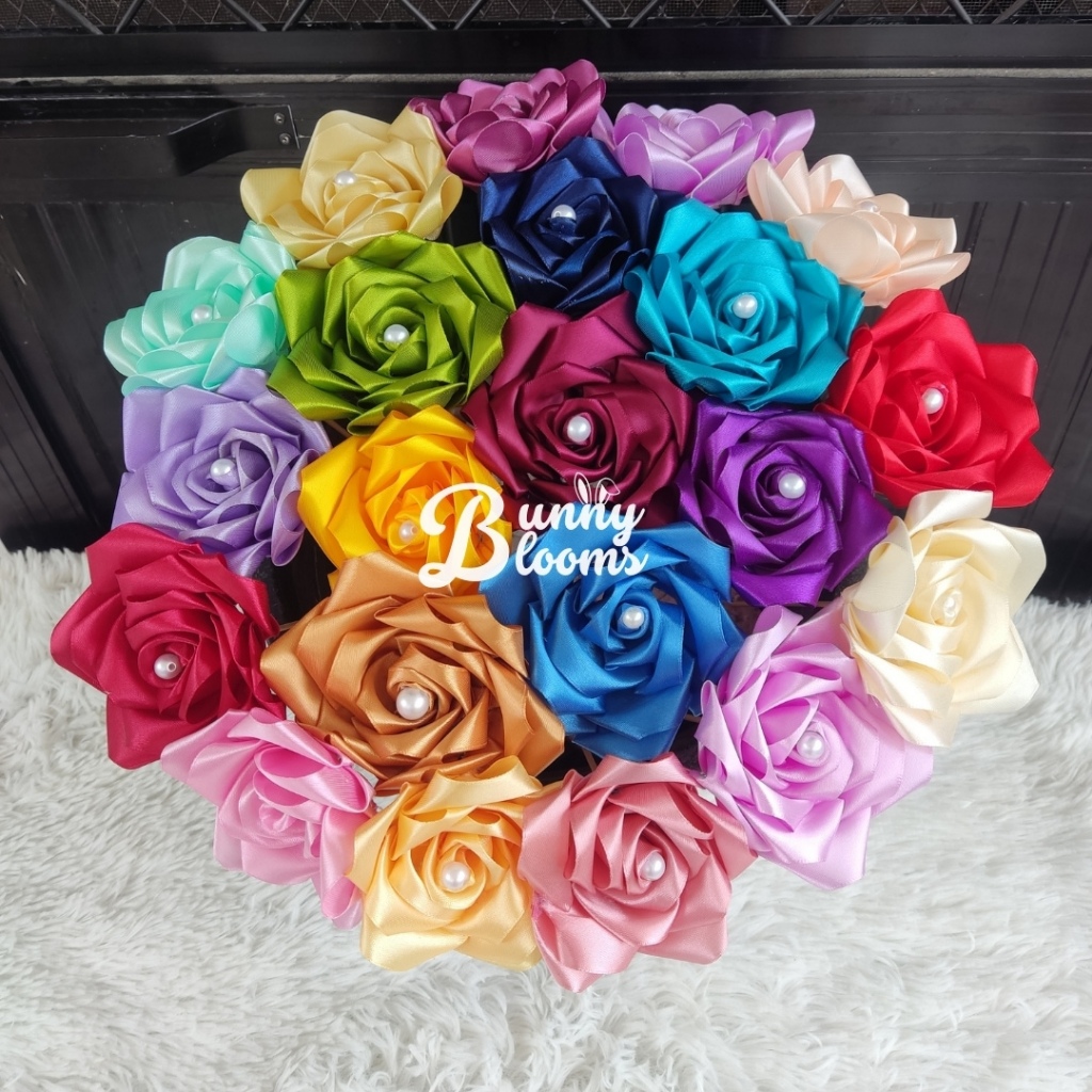 [BB] 5 pcs Satin Ribbon Flower Bouquet (1 color) | Shopee Philippines