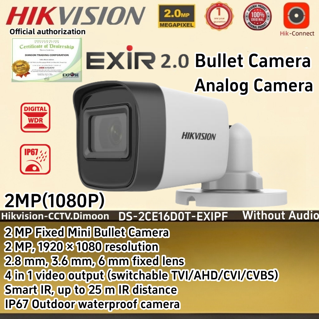 Hikvision 2MP HD IR High quality Bullet CCTV Camera outdoor Wired Night ...