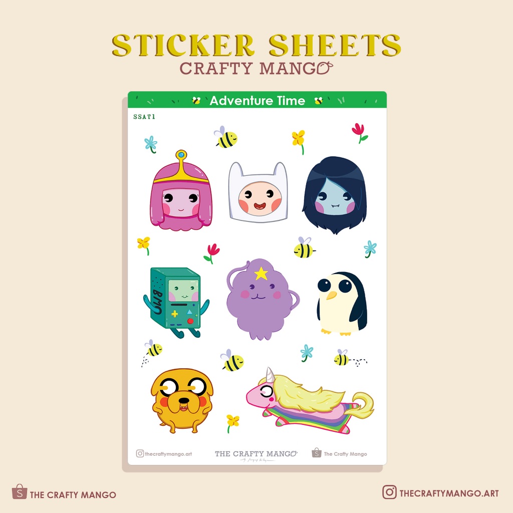 Adventure Time Sticker Sheet | Cartoon Cute Chibi Stickers | SSAT | The ...