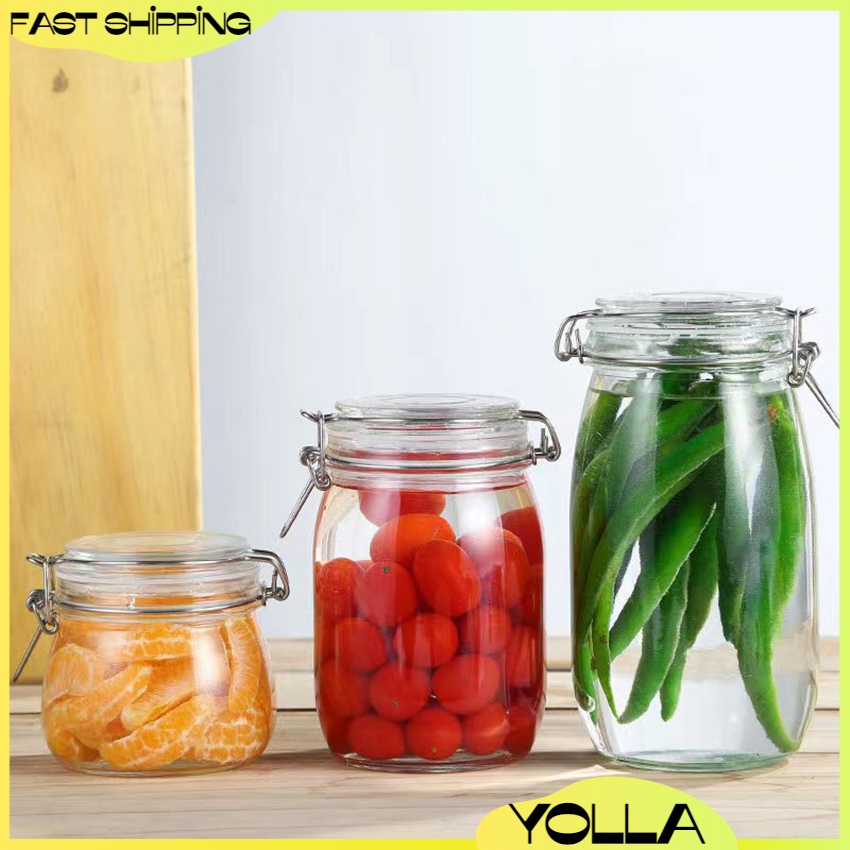 Multisize Airtight Jar Glass Jar Jam Bottle With Stainless Steel Clip ...