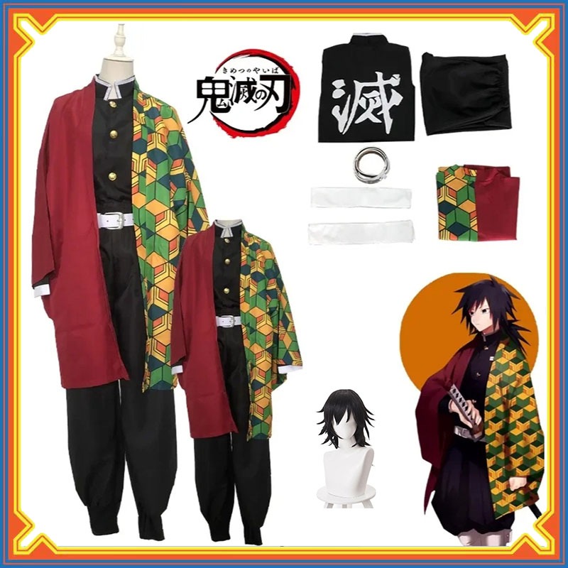 Anime Kimetsu No Yaiba Tomioka Giyuu Cosplay Costume Suit Uniforms Wig ...