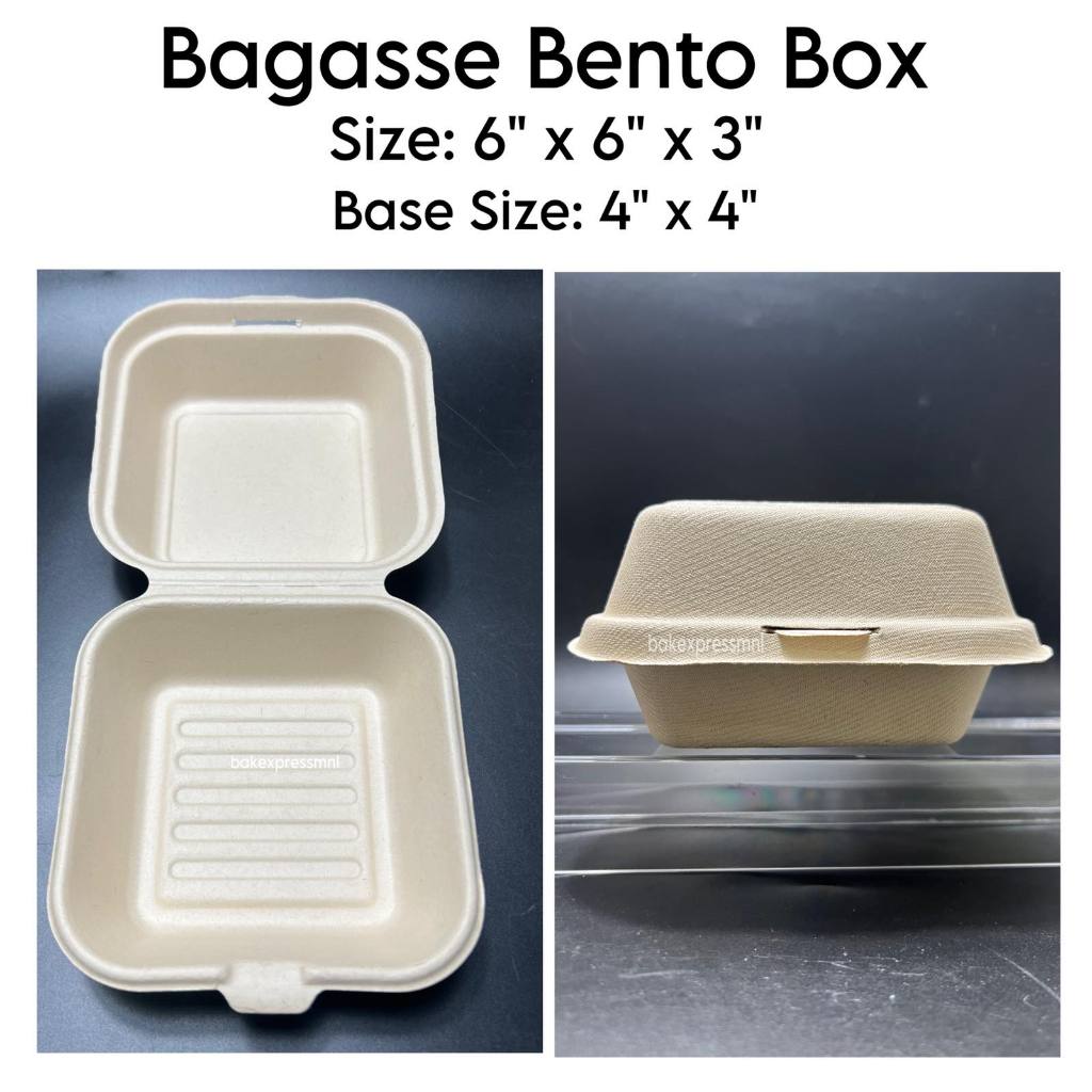 Bagasse Bento Box Clamshell Takeout Container | Shopee Philippines