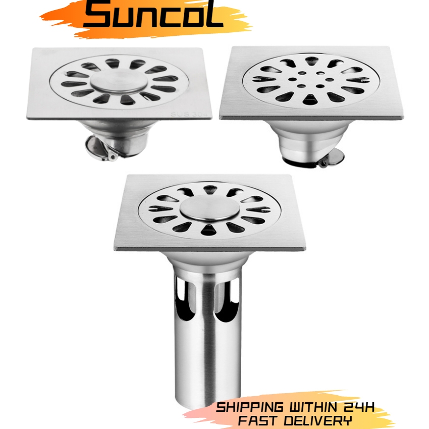 10x10cm 304 Stainless Steel Floor Drain Fast Drainage Anti Odor Self ...