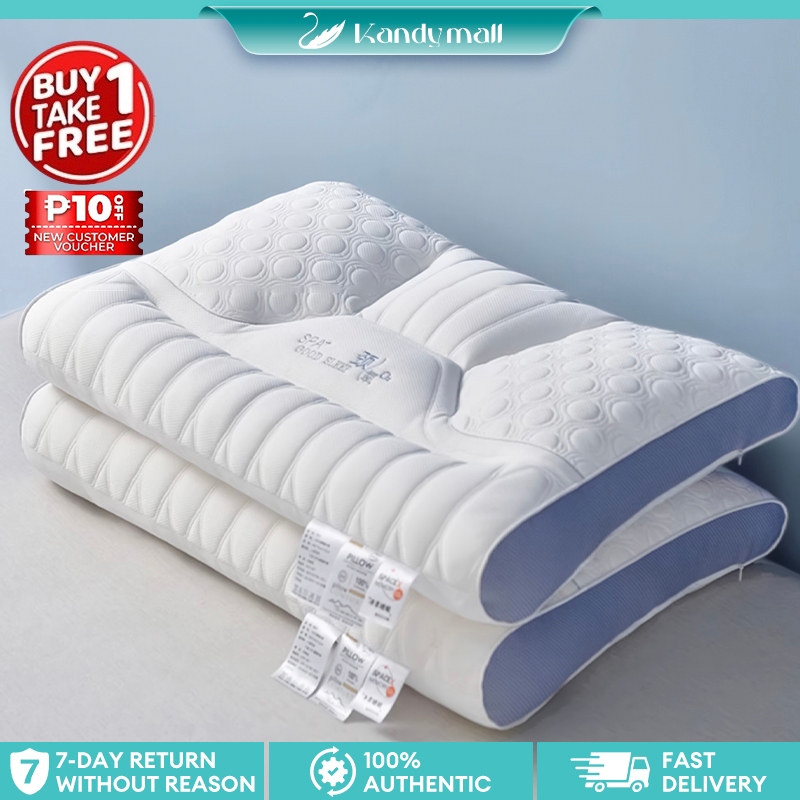 latex Ergonomic design pillow massage neck brace aid-sleep memory unan ...