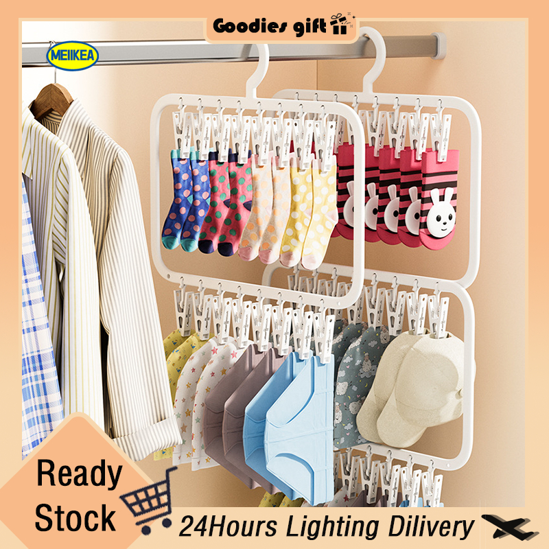 Multi-Clips Socks Drying Hanger, Hanging Drying Rack For Socks ...
