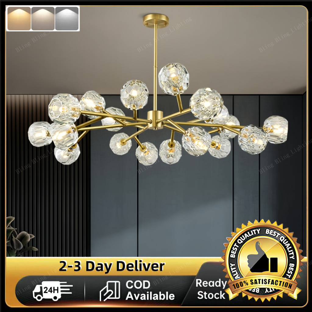 Tri color Modern Chandelier Ceiling Light Crystal Drop Light Hanging ...