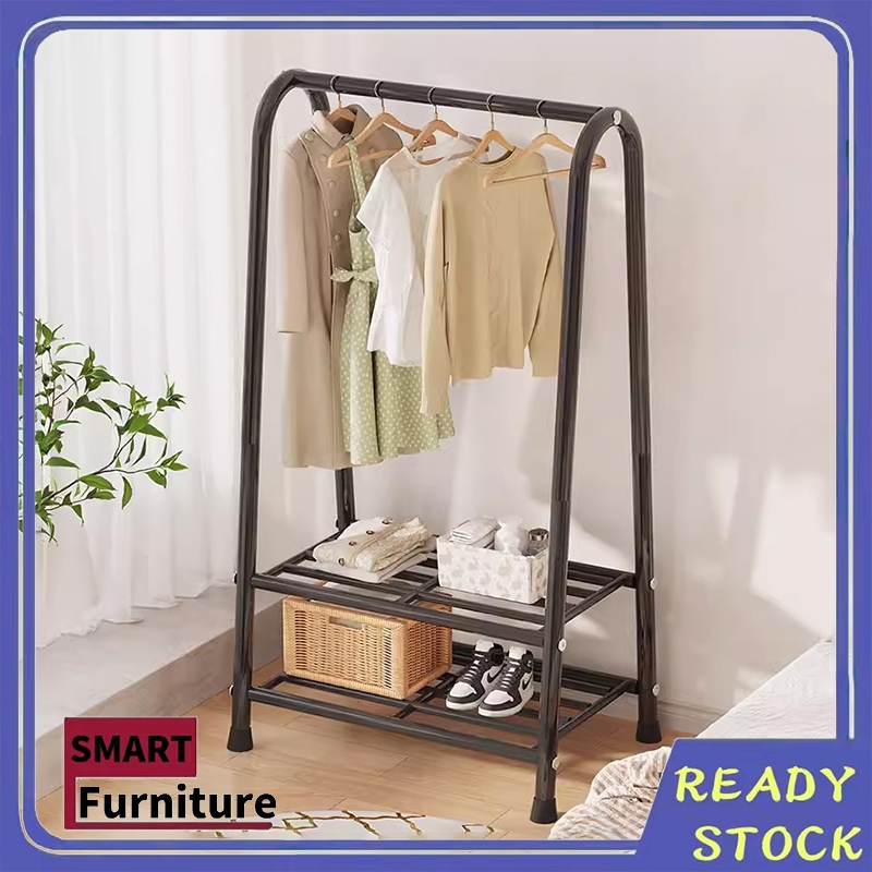 COD 2 Layer Floor-standing Bedroom Clothes Hanger High Quality Simple ...